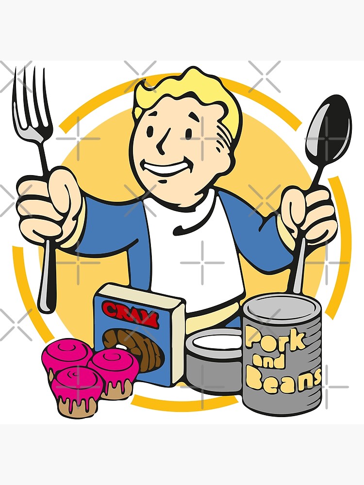 "Vault Boy Eating - Fallout" Poster for Sale by Fallout-Lores | Redbubble