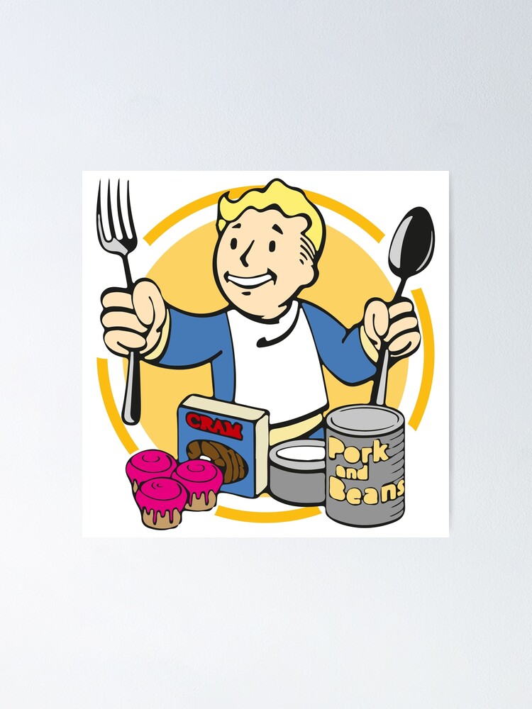 "Vault Boy Eating - Fallout" Poster for Sale by Fallout-Lores | Redbubble