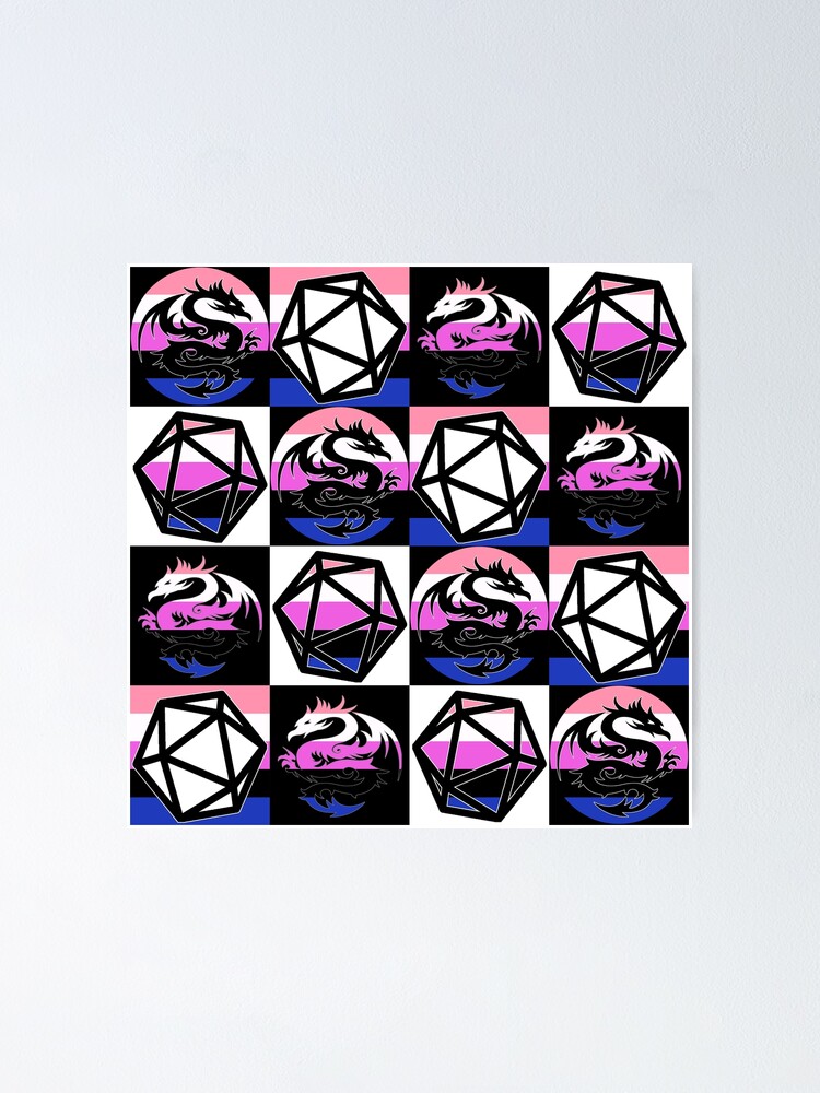 "Gender Fluid Pride Flag d20 Dice and Dragons" Poster for Sale by ...
