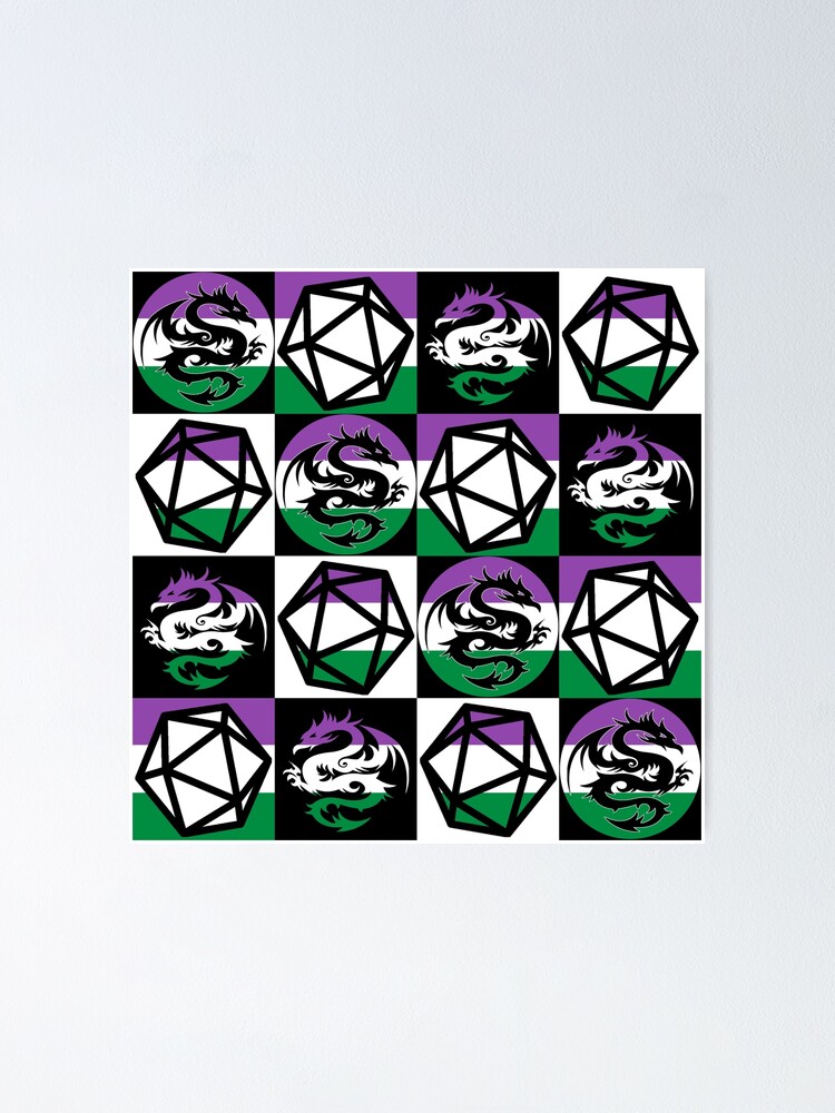 "Gender Queer Pride Flag d20 Dice and Dragons" Poster for Sale by ...