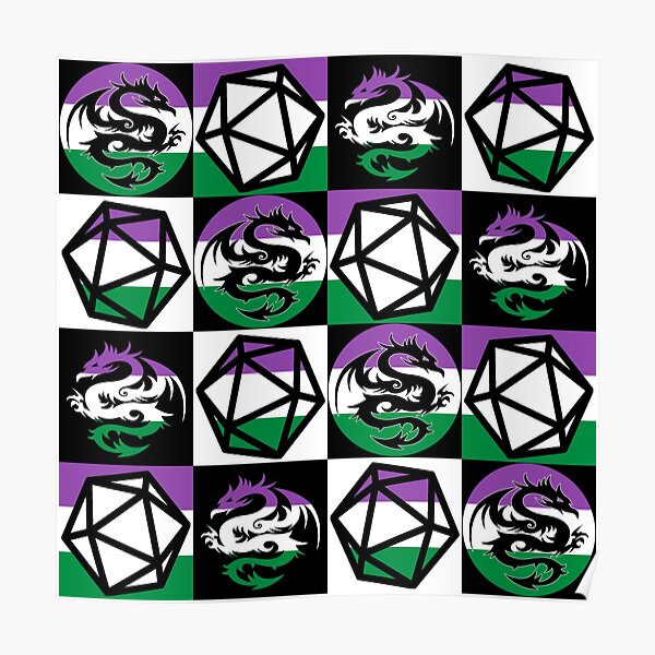 "Gender Queer Pride Flag d20 Dice and Dragons" Poster for Sale by ...