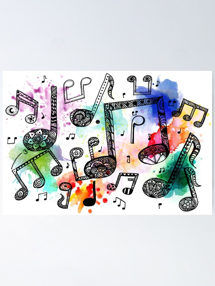 "Watercolor Music Notes" Poster for Sale by roseriie | Redbubble