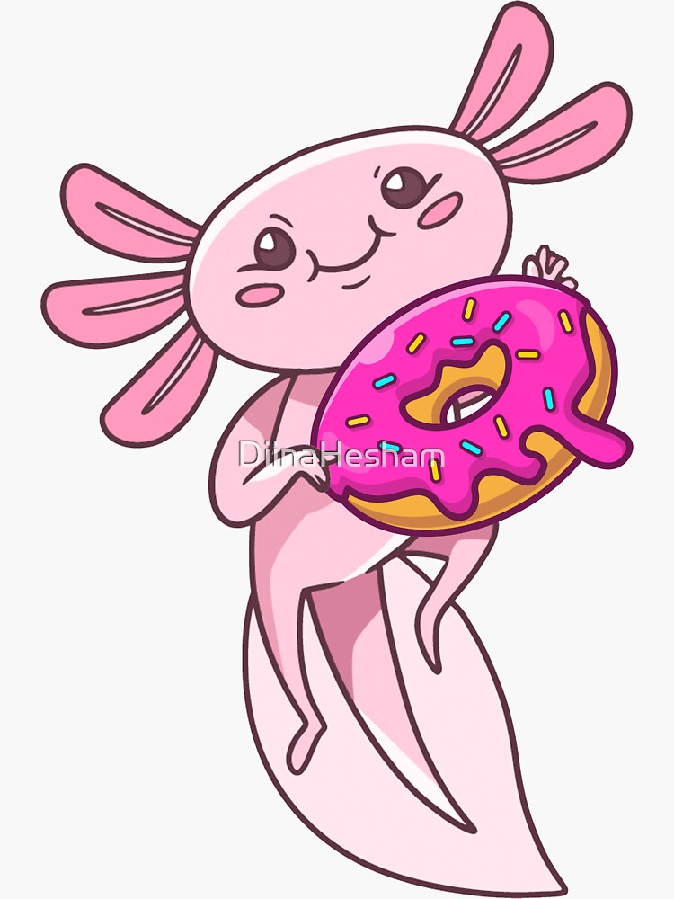 "Cute axolotl eating donut/Best gift for axolotl and donut lovers ...