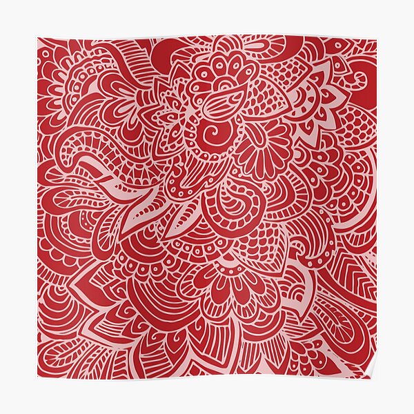 "Abstract Floral Pattern In Red Color" Poster for Sale by risingrocket ...