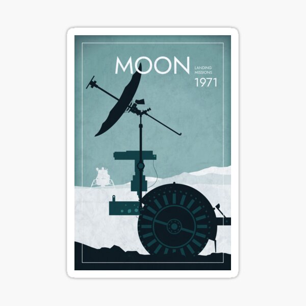 "Moon. Landing Missions. 1971. Pop" Sticker for Sale by BGALAXY | Redbubble