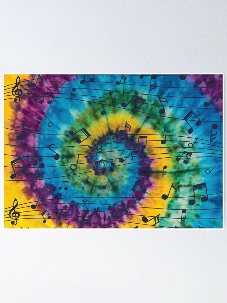 "Hippie Tie Dye Music Notes On A Staff" Poster for Sale by ...