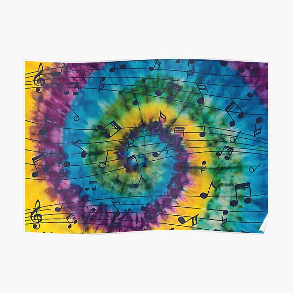 "Hippie Tie Dye Music Notes On A Staff" Poster for Sale by ...