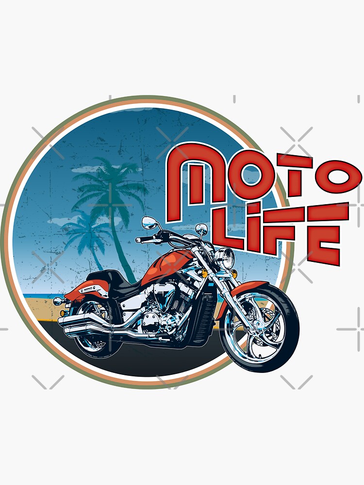 "T-shirt Design | Moto life vintage retro t-shirt design" Sticker by ...