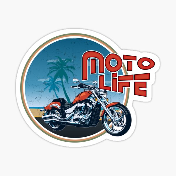"T-shirt Design | Moto life vintage retro t-shirt design" Sticker by ...