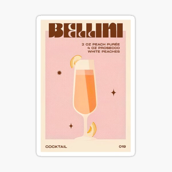 "Retro Bellini Drink" Sticker by marvin-woodbury | Redbubble