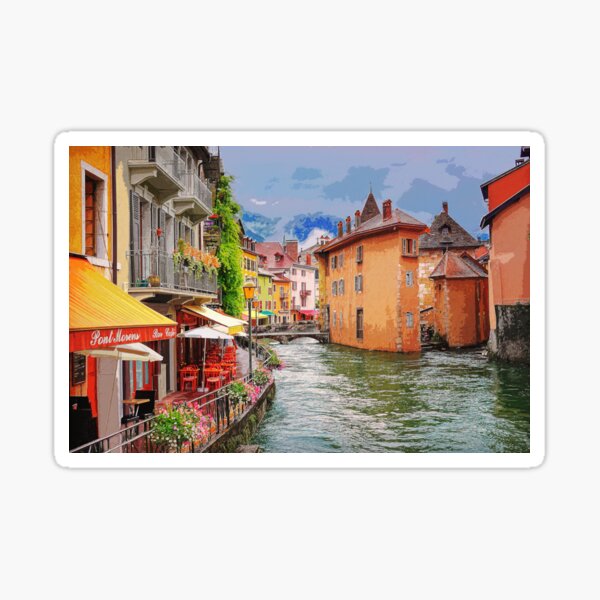 "Annecy France Waterway Building Architecture #1" Sticker by Anuchartl ...