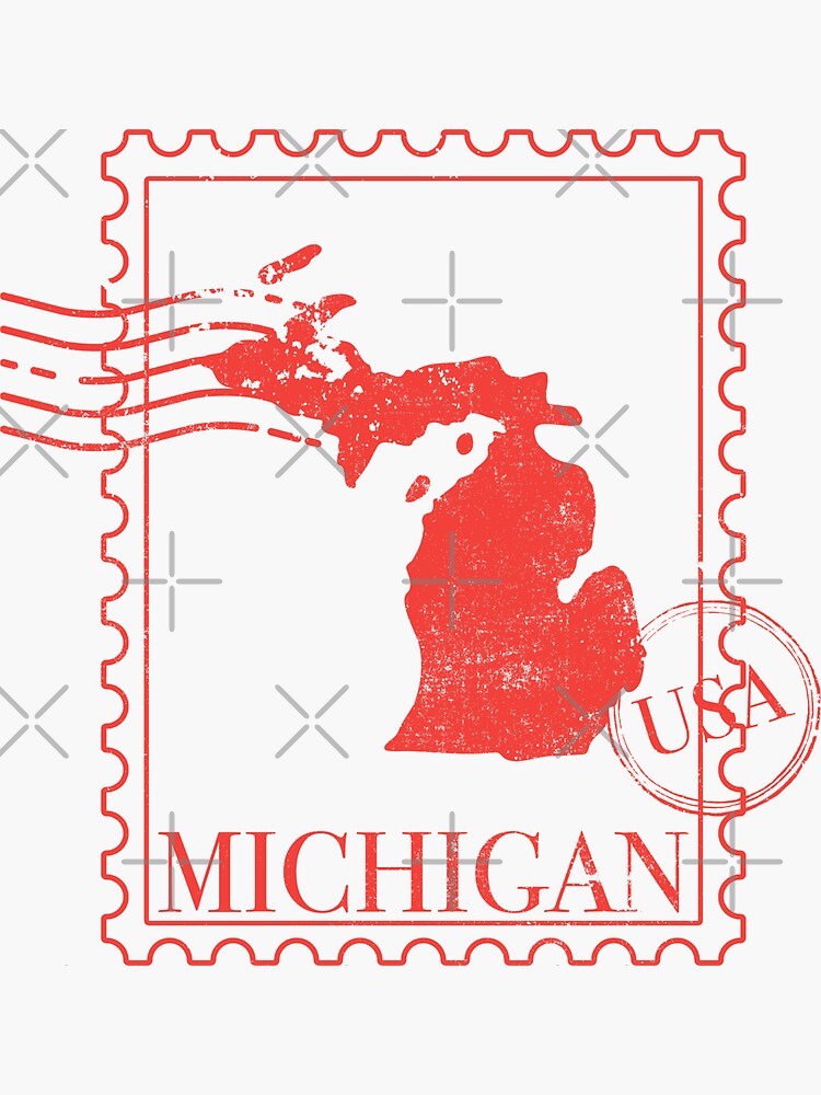"Michigan Travel Stamp - Vintage Stamp Travel" Sticker for Sale by Will ...