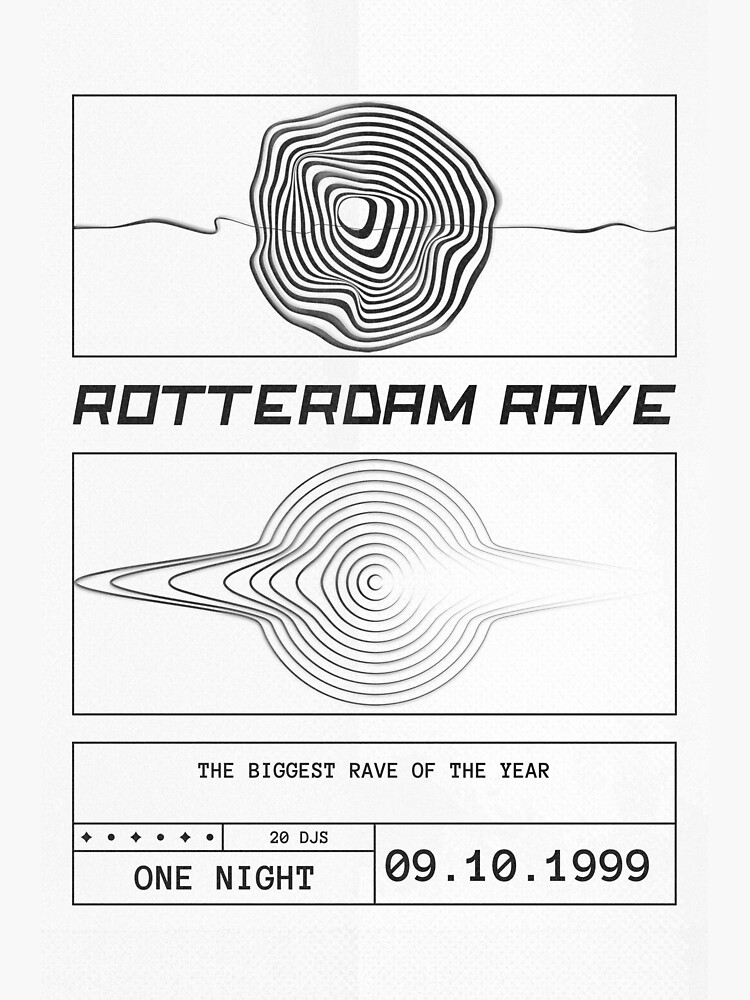 "Rotterdam Rave Poster" Sticker for Sale by Sintija BILIKA | Redbubble