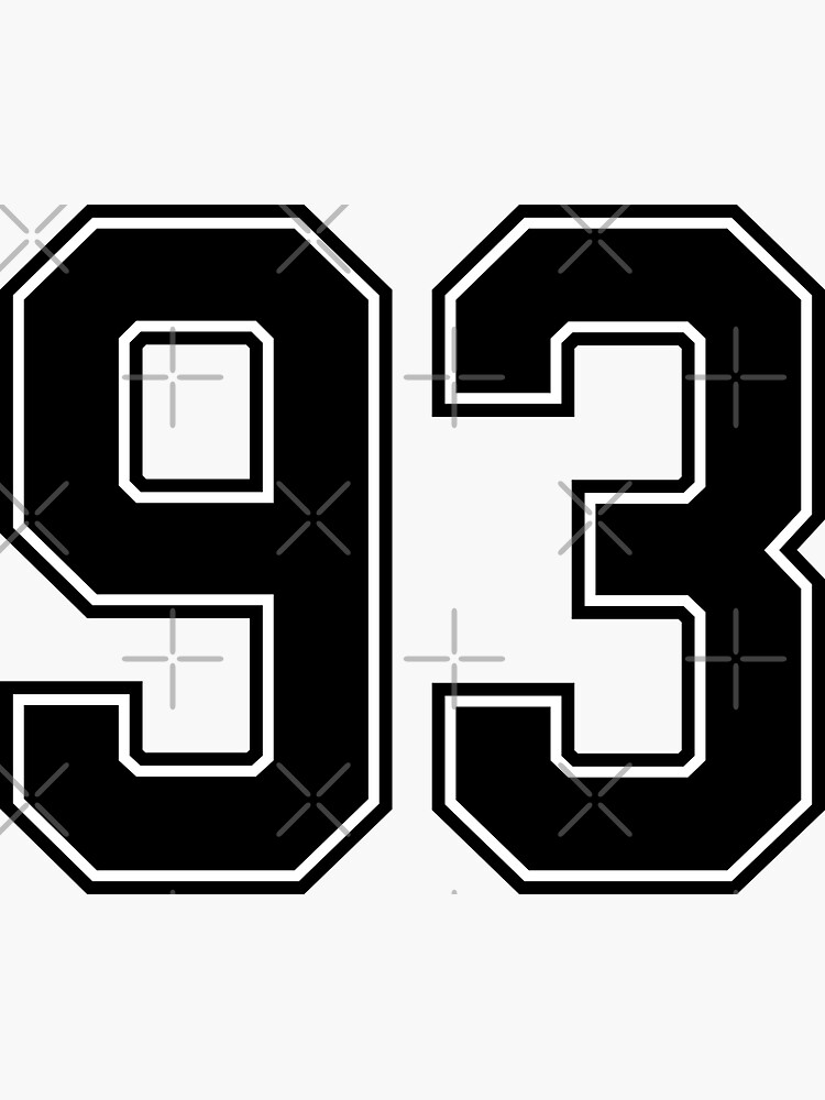 "Black Number 93 lucky sports jersey ninety three" Sticker for Sale by ...