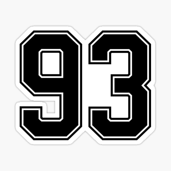 "Black Number 93 lucky sports jersey ninety three" Sticker for Sale by ...