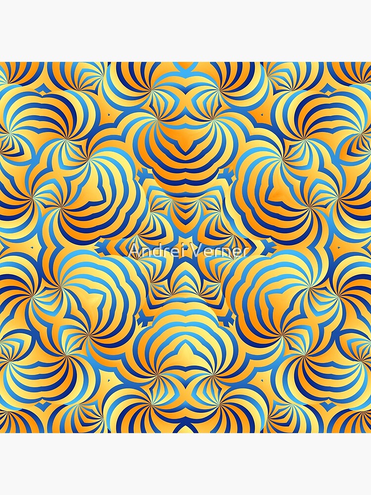"Blue and Yellow Trippy Abstract Psychedelic 3D Effect Fractal 03" Art ...