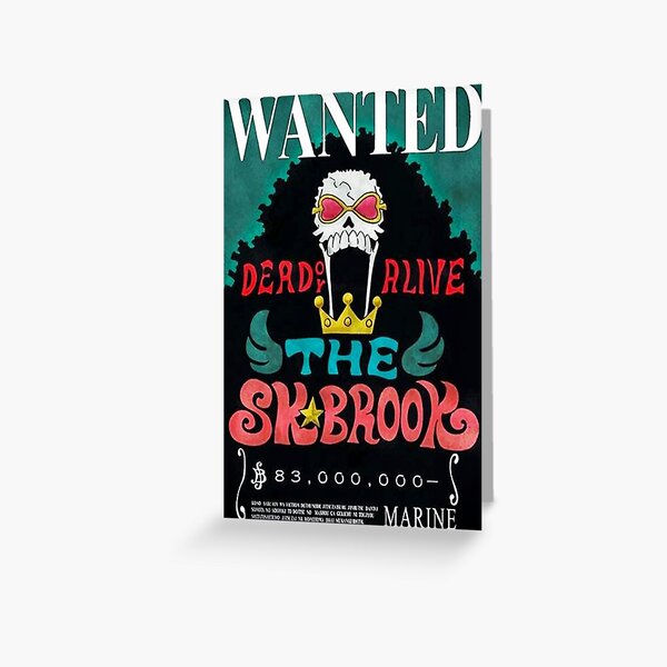 "One Piece Wanted Poster Bounty Sk Brook Classic" Greeting Card by ...
