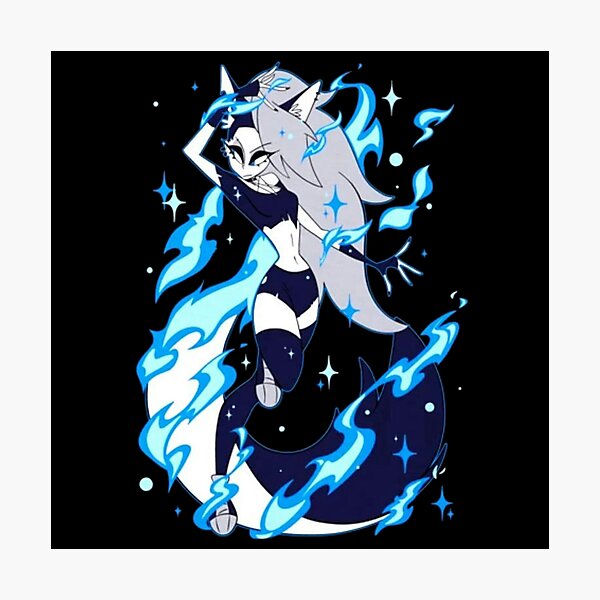 "Loona Hybrid Form Blue Flames - Helluva Boss" Photographic Print for ...