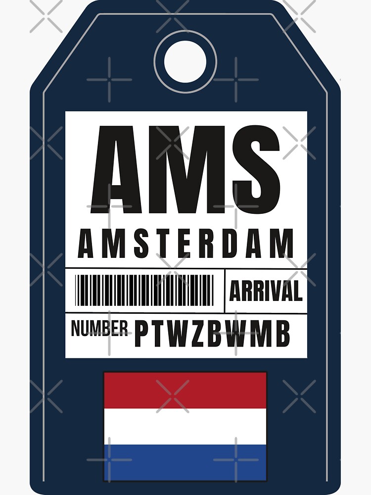 "AMS Amsterdam Boarding Pass - Airport Ticket" Sticker by Will-273 ...