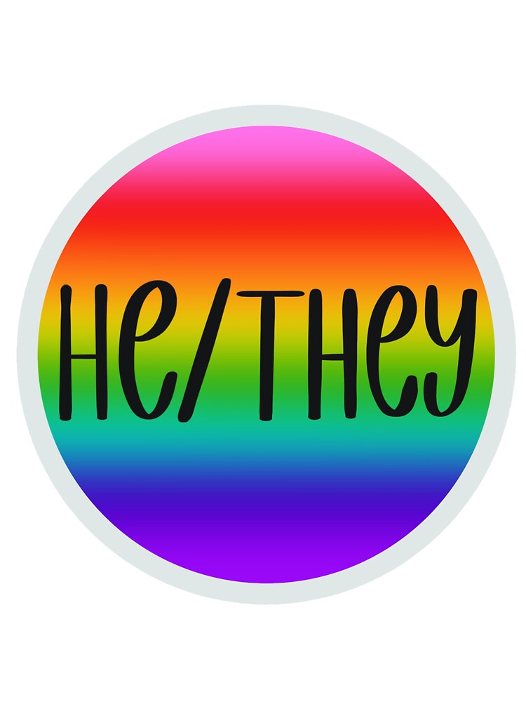 "Pronouns (he/they)" Sticker by rmarder | Redbubble