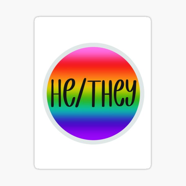 "Pronouns (he/they)" Sticker by rmarder | Redbubble
