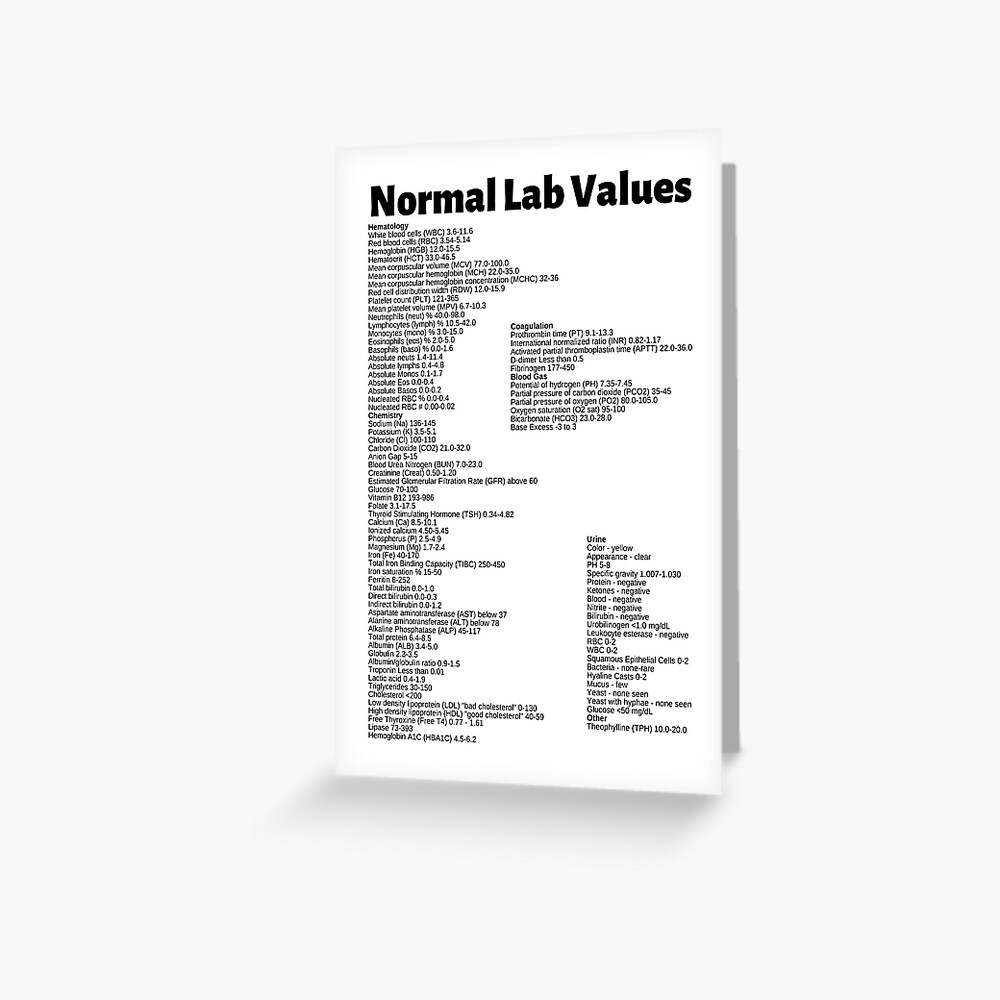 "Normal Lab Values Ranges Chart" Poster for Sale by Caregiverology ...