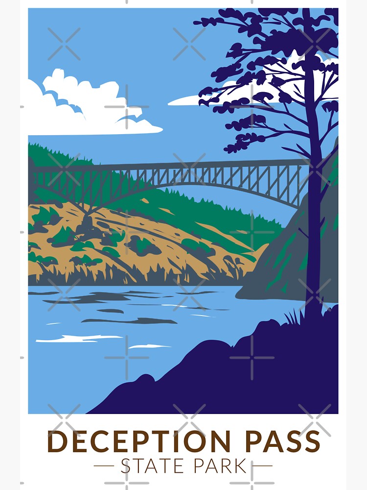 "Deception Pass State Park Bridge Washington Vintage" Sticker for Sale ...