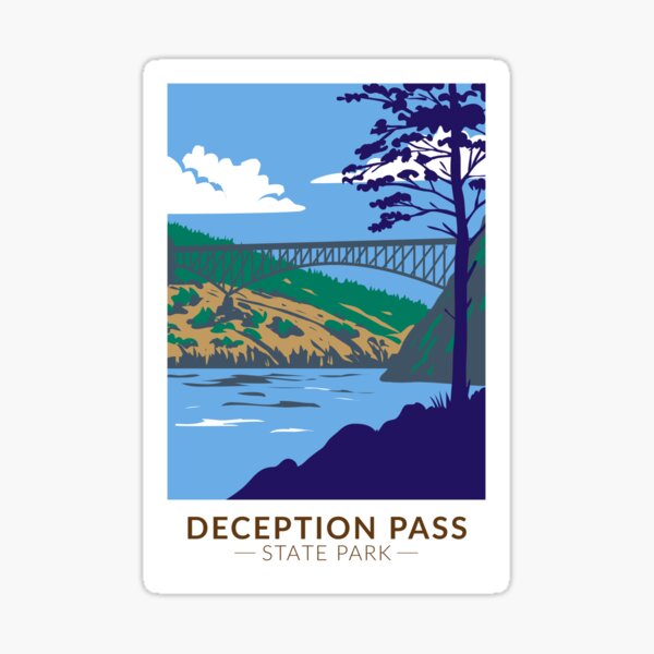 "Deception Pass State Park Bridge Washington Vintage" Sticker for Sale ...