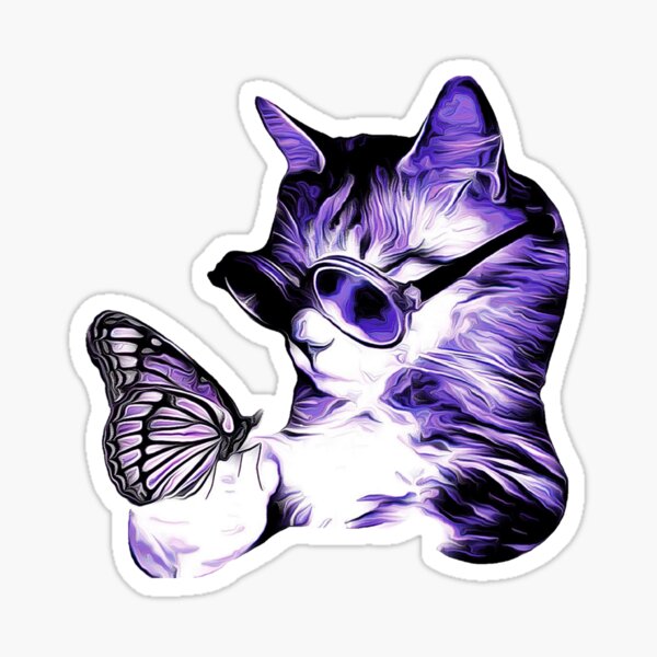 "Beauty cats with viola Sticker design funny cat stickers" Sticker for ...