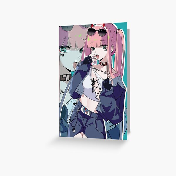 "Kawaii 002 / Cute Zero Two Darling in the Franxx" Greeting Card by ...
