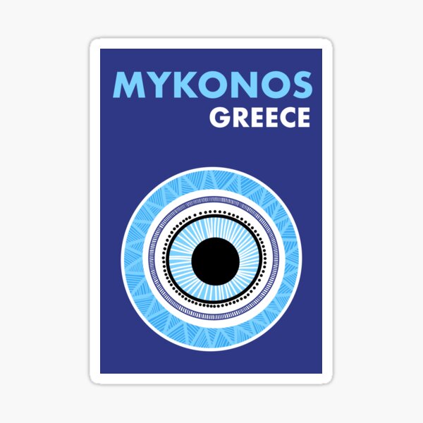 "preppy MYKONOS Greece art " Sticker for Sale by elizabethpivec | Redbubble