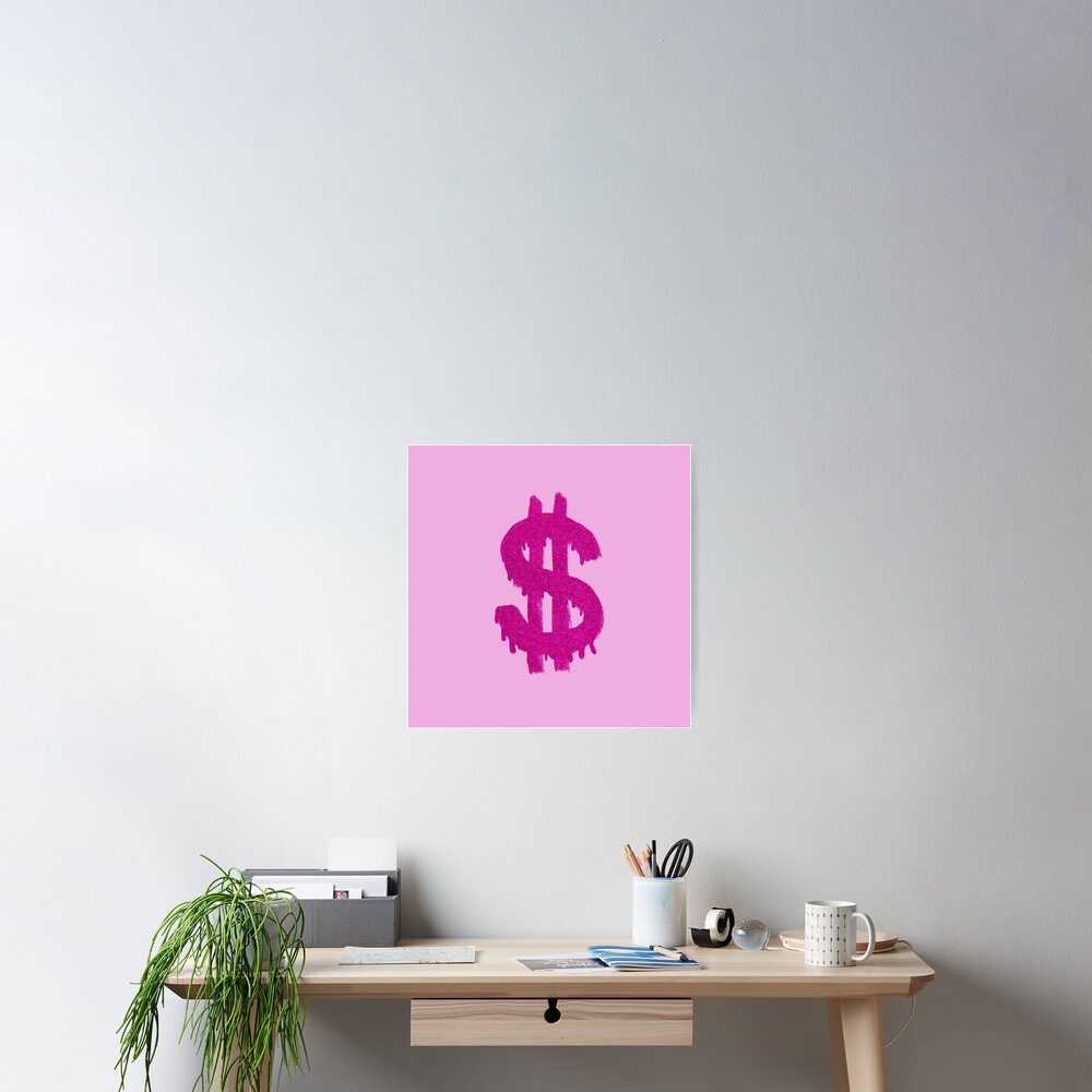 "drippy glitter pink money sign" Poster for Sale by elizabethpivec ...