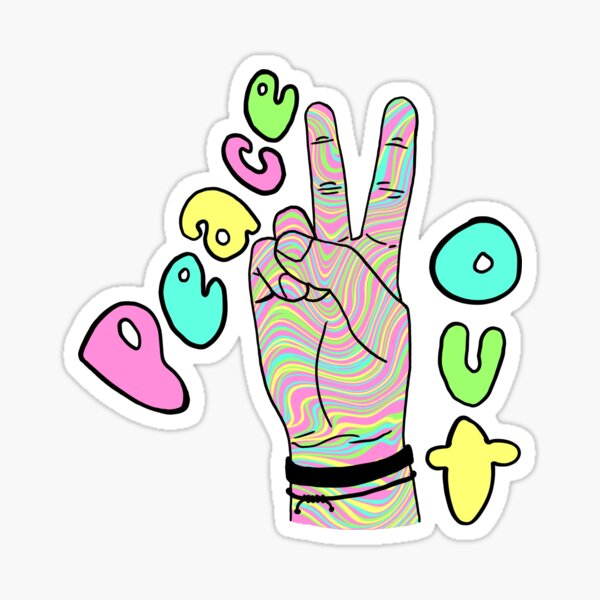 "trippy neon peace out" Sticker for Sale by Losechester | Redbubble