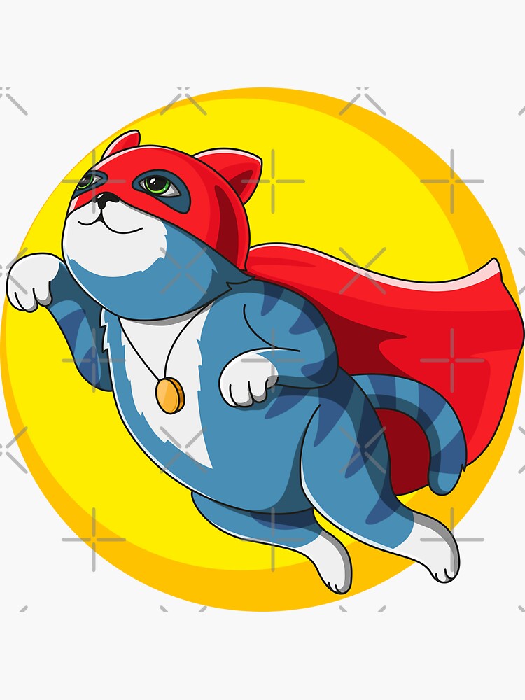 "Cat superman" Sticker for Sale by alik7 | Redbubble