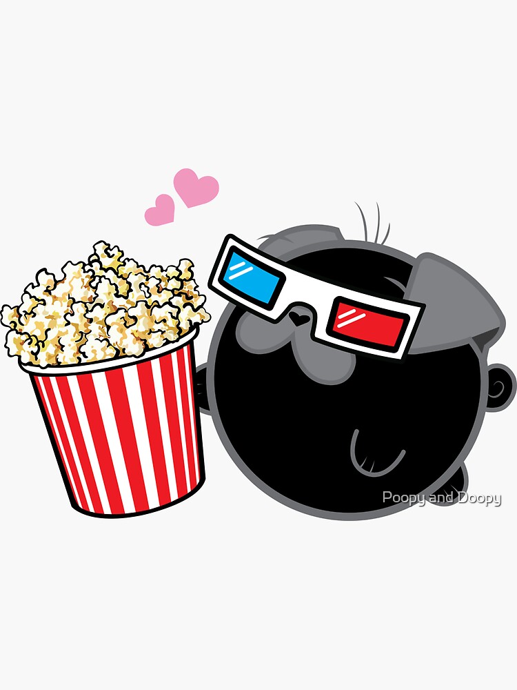 "Poopy the Pug Puppy - 3D Films" Sticker by poopy-and-doopy | Redbubble