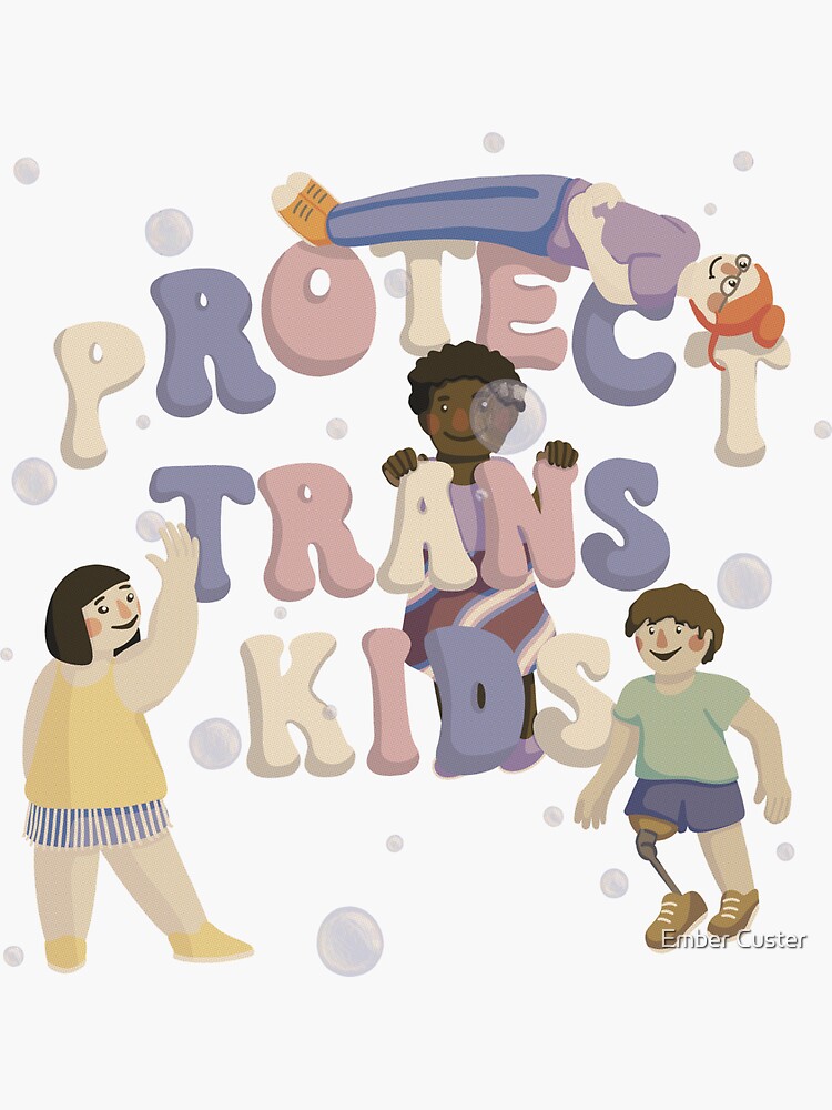 "Protect Trans Kids, Transparent " Sticker for Sale by em-custer ...