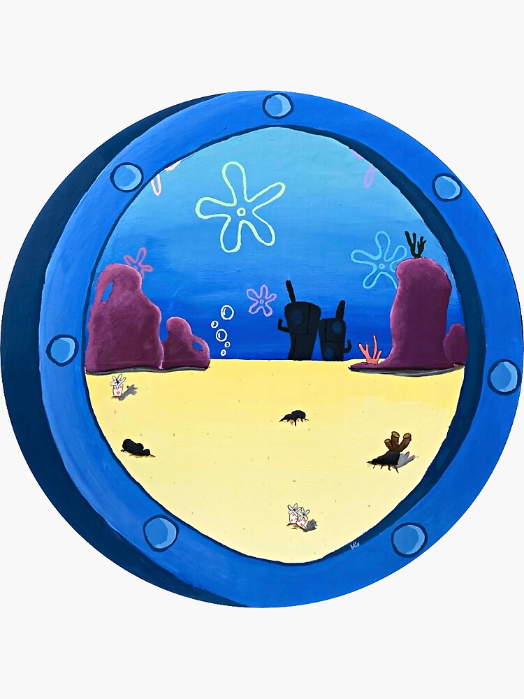 Pegatina «ventana De Bob Esponja De Varinag Redbubble