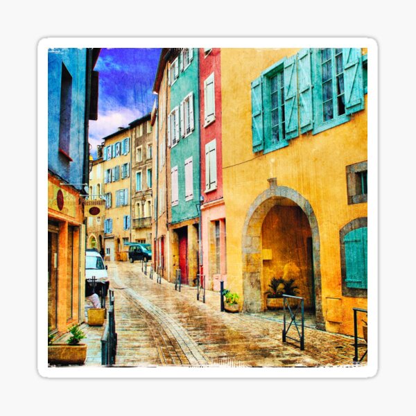 "Colorful Ancient Architecture Art Building" Sticker by DigitalChickHub ...