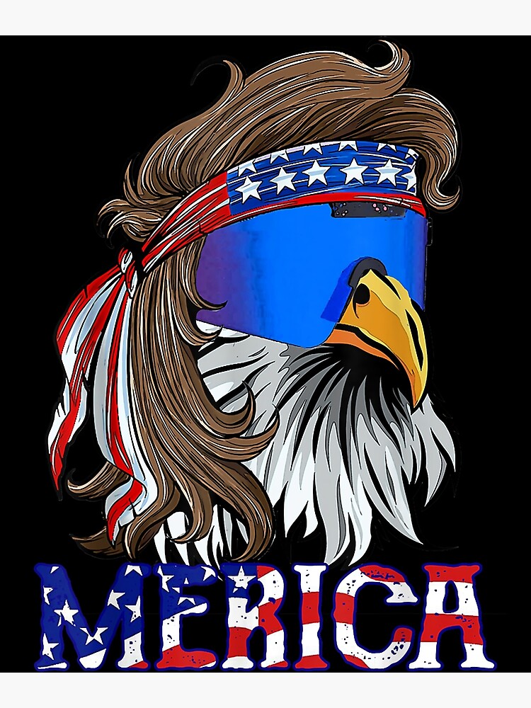 "Mens Merica Eagle Mullet Shirt American Flag USA Men 4th Of July T ...