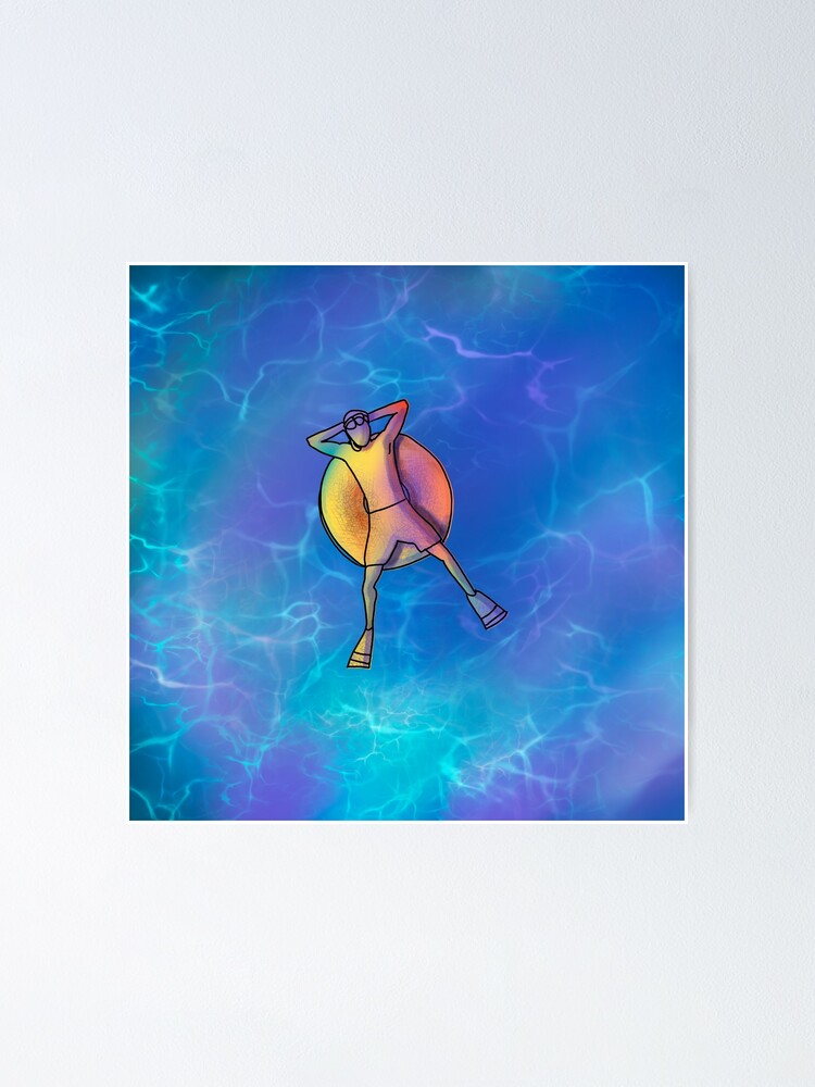 "Summer pool party BBQ Man floating in water " Poster for Sale by ...