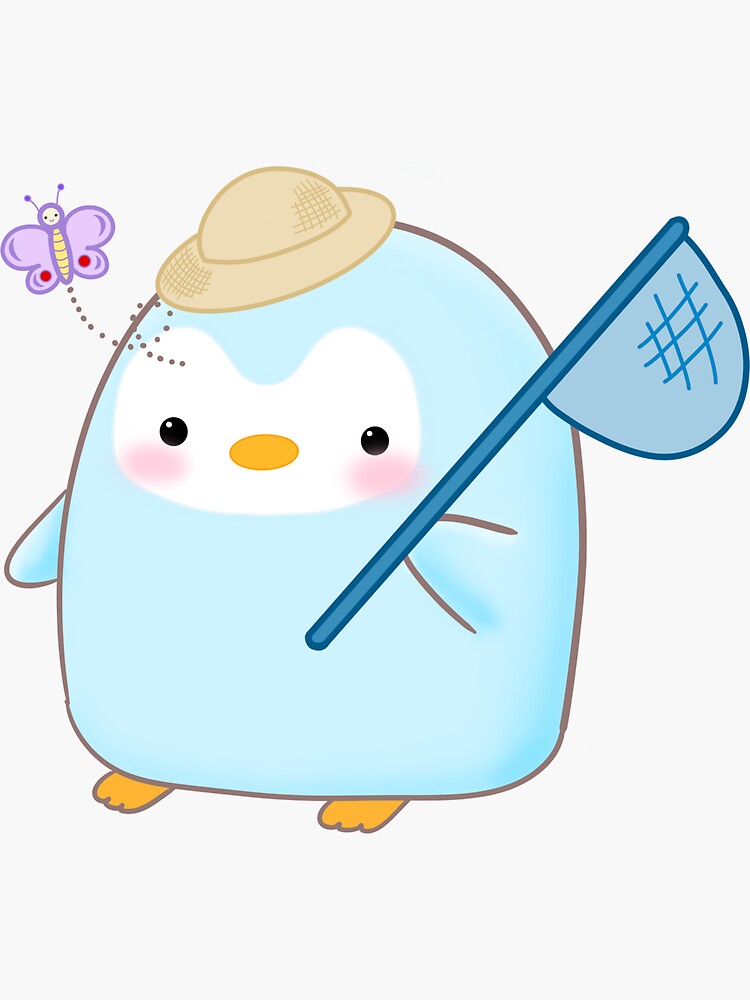 "Cute Kawaii Penguin Animal Blue Cartoon Illustration Graphic Simple ...