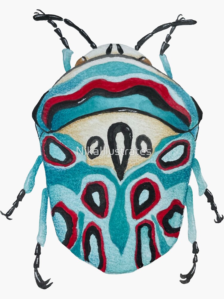 "Picasso Beetle Bug Watercolor Illustration " Sticker for Sale by ...
