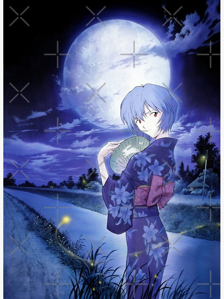 "Rei Ayanami - Kimono Moon - Neon Genesis Evangelion" Poster for Sale ...