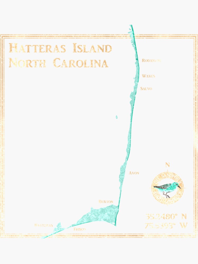 "Hatteras Island North Carolina map" Sticker for Sale by AliSamooh ...