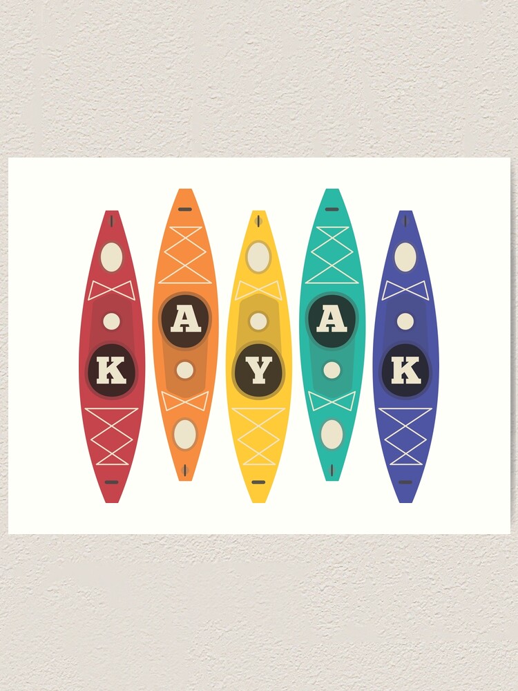 "Simple Geometric Kayak Color Palette for Kayakers" Art Print for Sale ...