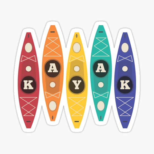 "Simple Geometric Kayak Color Palette for Kayakers" Sticker by ...