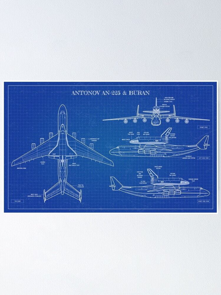 "Antonov An-225 & Buran (Blueprint)" Poster for Sale by BGALAXY | Redbubble