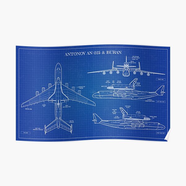 "Antonov An-225 & Buran (Blueprint)" Poster by BGALAXY | Redbubble