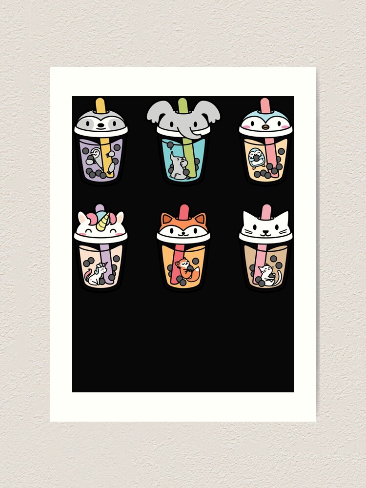 "Cute Kawaii Bubble Tea Boba Animals - Cat, Unicorn, Fox, Sloth ...