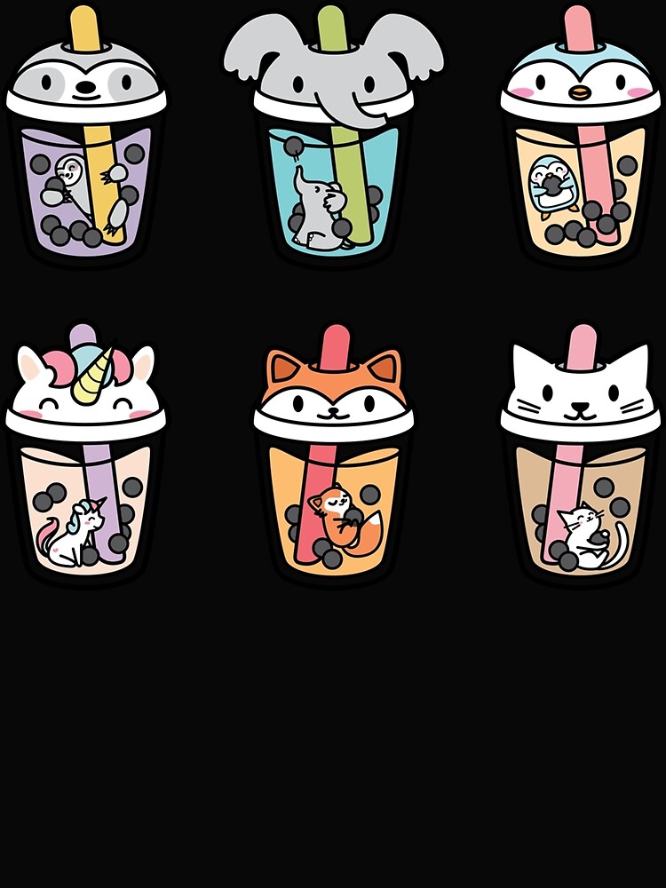 "Cute Kawaii Bubble Tea Boba Animals - Cat, Unicorn, Fox, Sloth ...